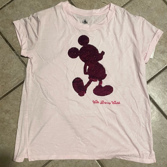 Disney | Tops | Reversible Sequin Pink Mickey Mouse Top | Poshmark